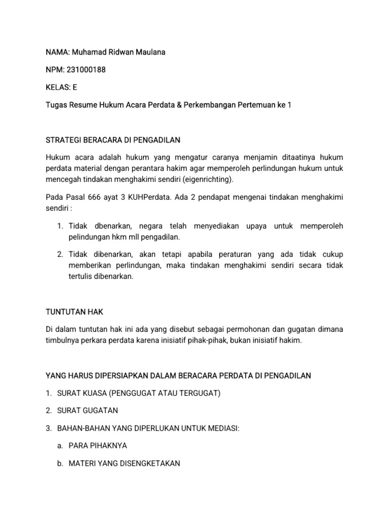 Resume H.Perdata Dan Perkembangan | PDF