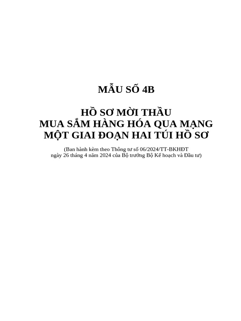 6. Mẫu Số 4B E-HSMT Hàng Hóa 2 Túi | PDF