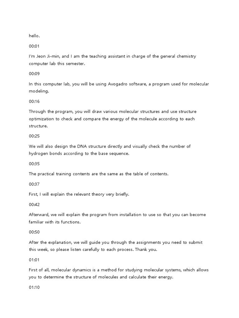 Computer Chemistry Video Script | PDF