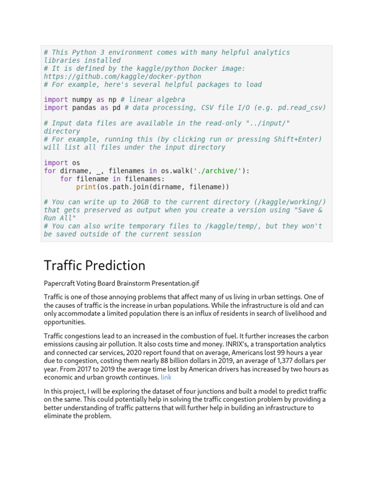 Traffic Prediction | PDF