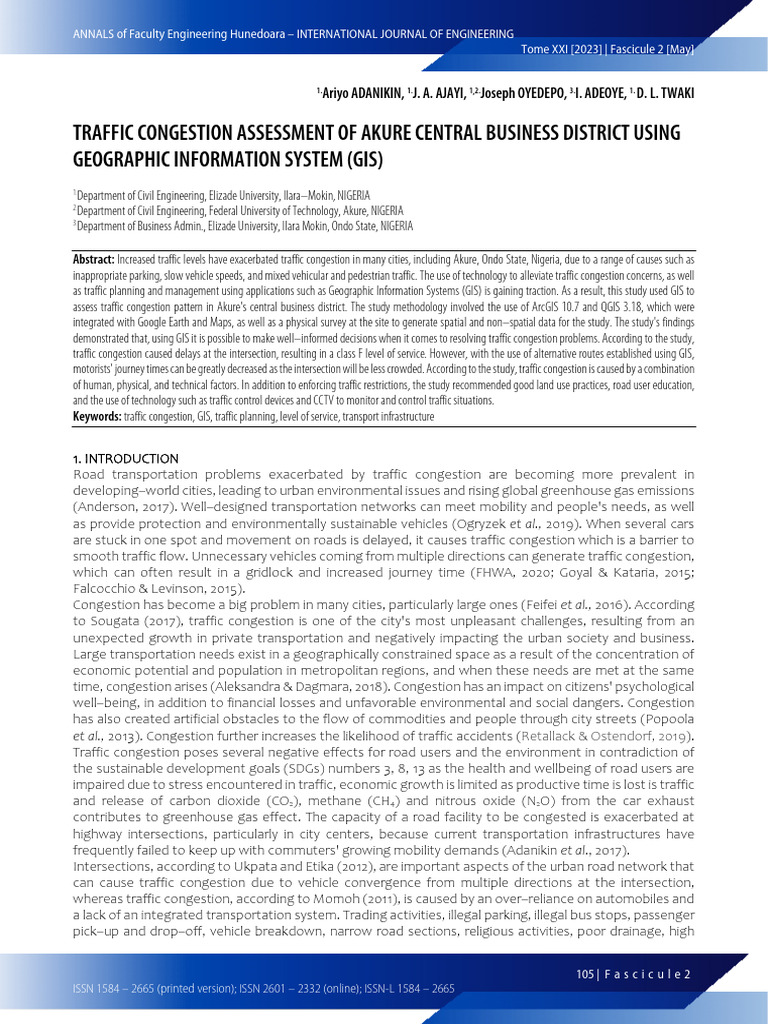 Traffic Congestion Assessment | PDF