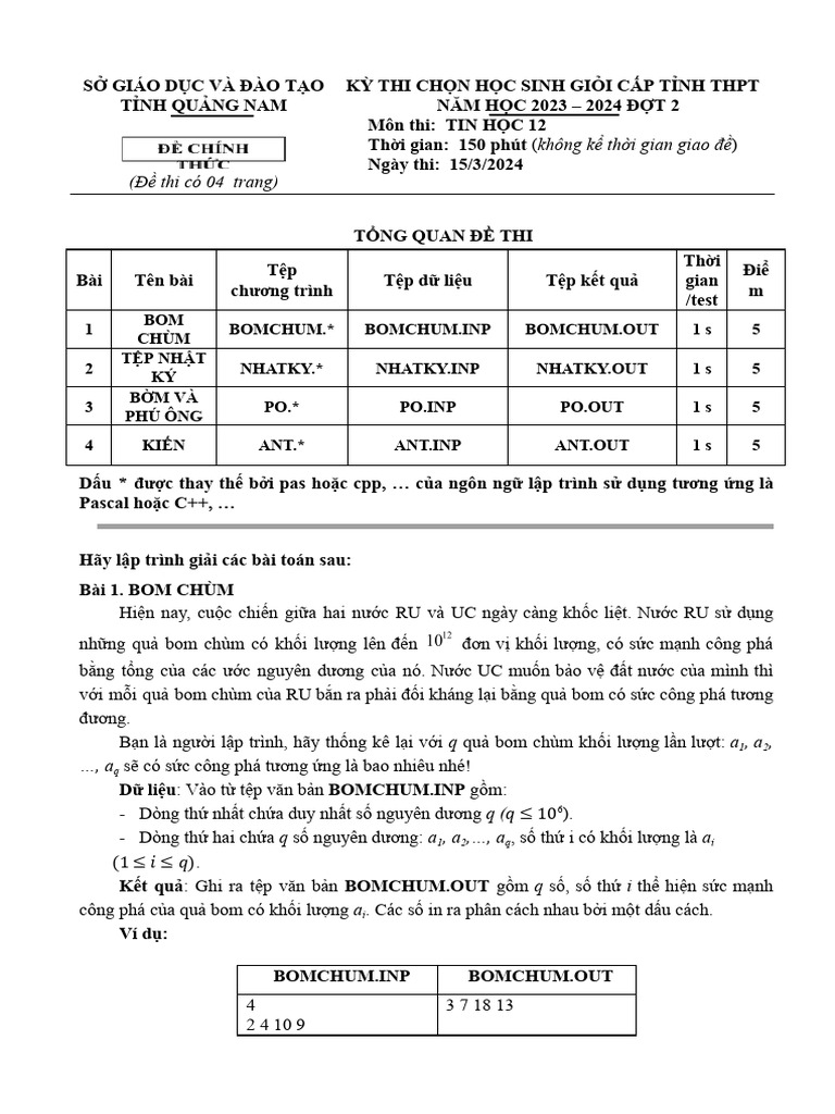 ĐỀ HSG THPT23 24 CT IN | PDF
