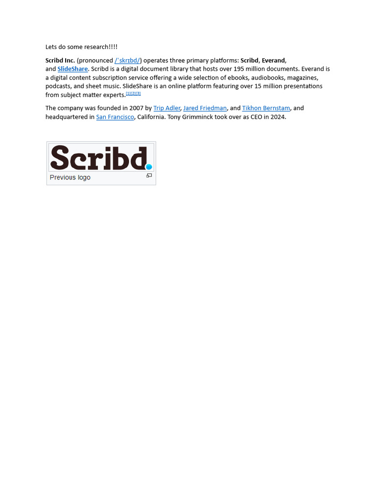 History of Scribd - Research1 | PDF