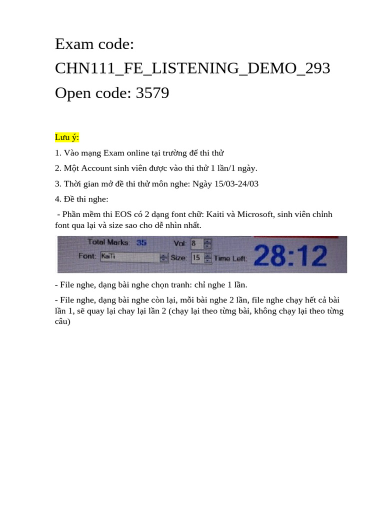 CHN111 - LISTENING - DEMO - Exam Code | PDF