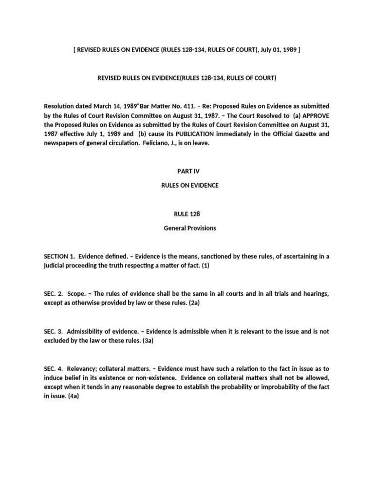Revised Rules On Evidence 128-130 | PDF