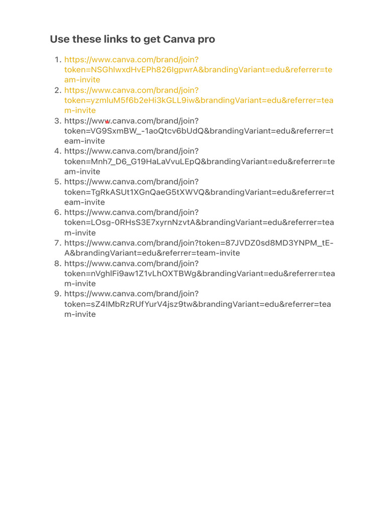 Use These Links To Get Canva Pro | PDF