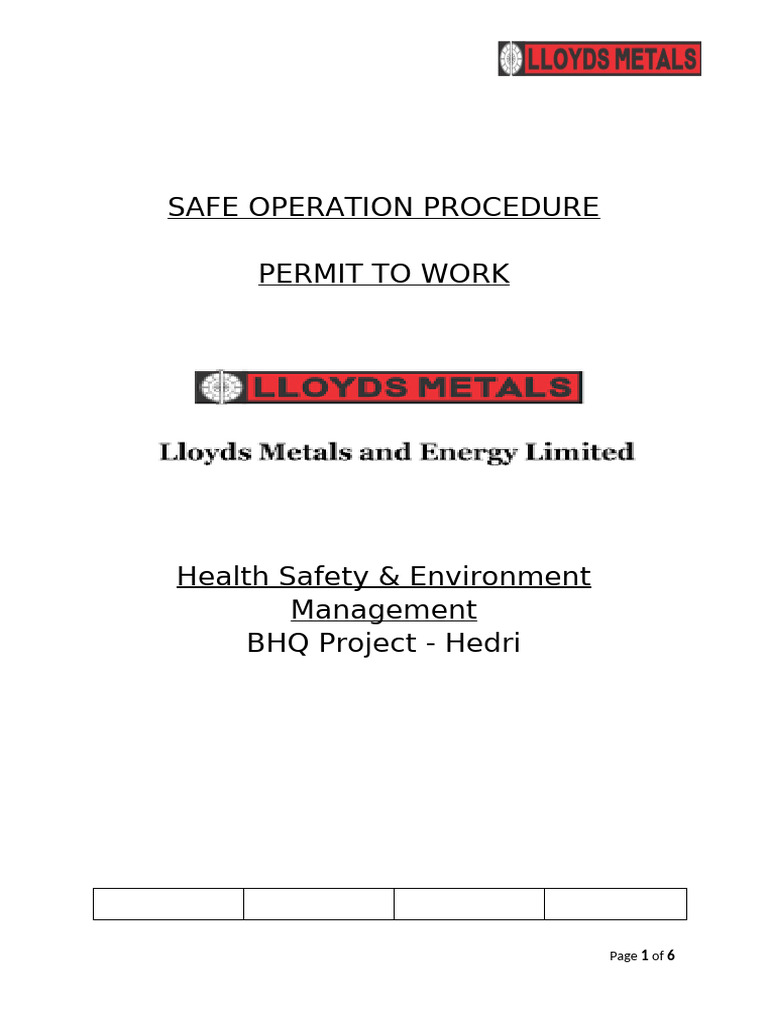 Permit To Work | PDF | Occupational Safety And Health | Safety