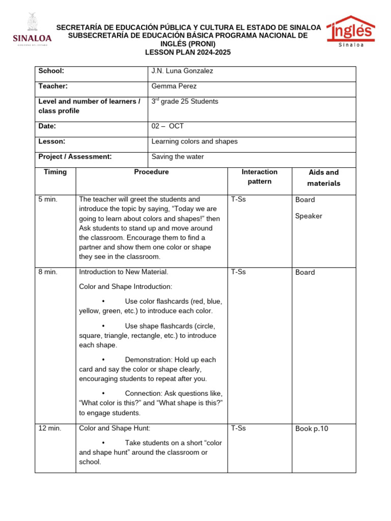 3rd Grade Lesson Plan October (1) | PDF