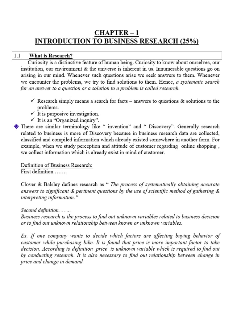 Chapter 1 Introduction to Business Research | PDF