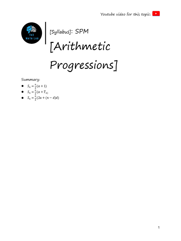 Arithmetic Progressions | PDF