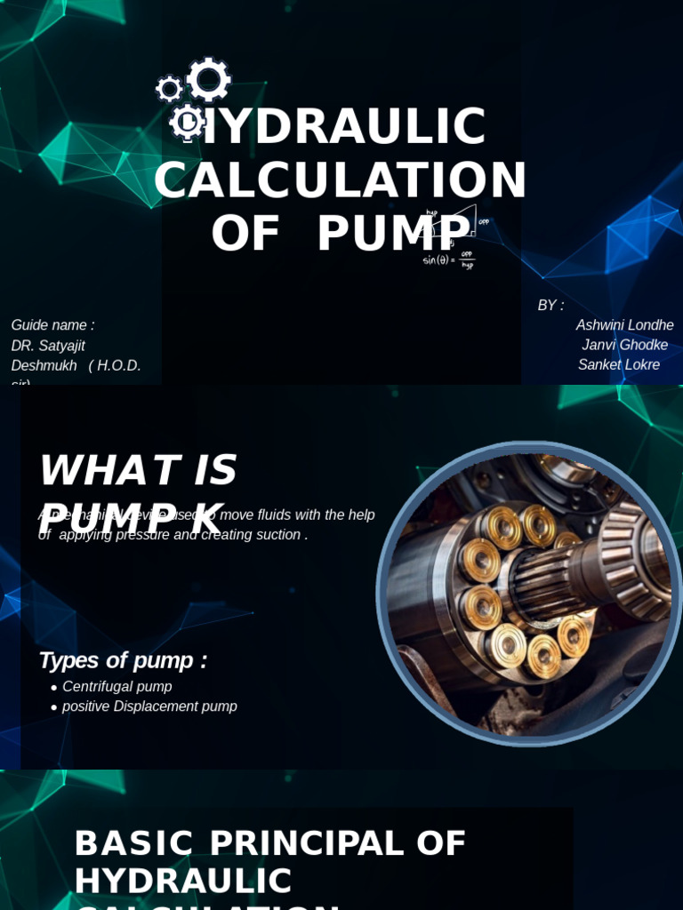 Hydraulic Pump Calculation Guide | PDF | Technology & Engineering