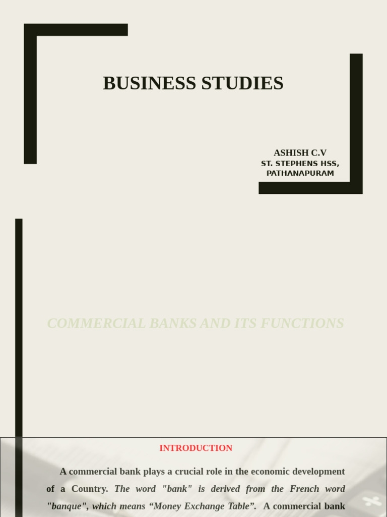 Commercial Banks and Its Functions | PDF