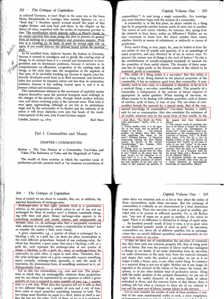 Marx Commodities Excerpts | PDF