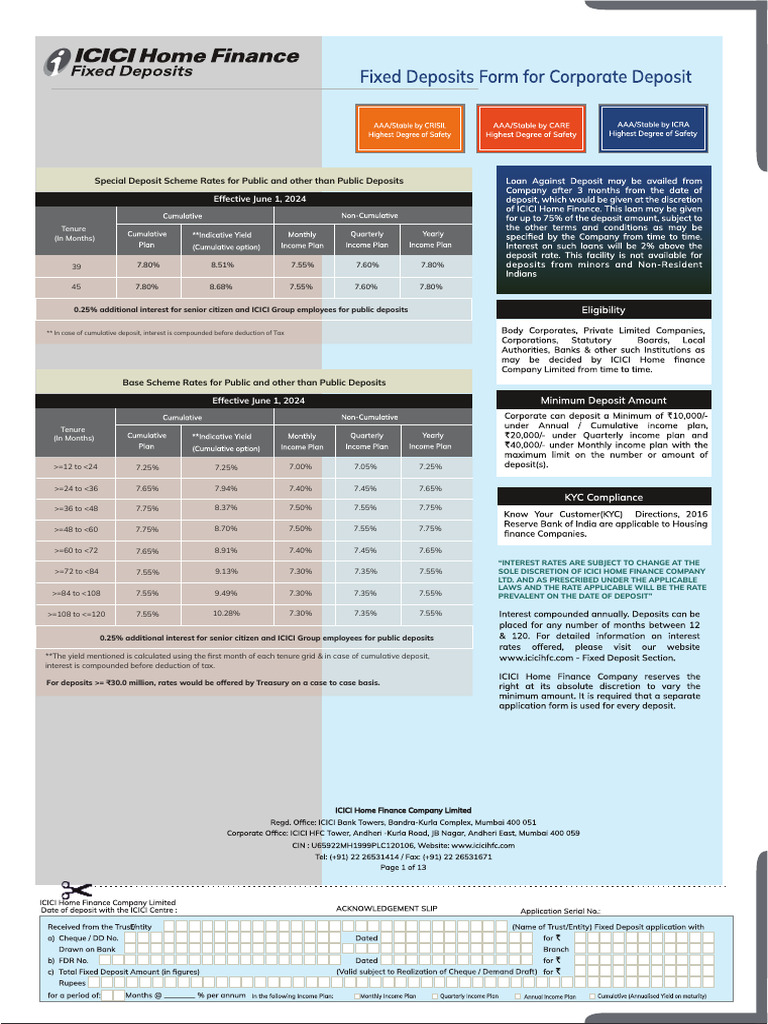 FD Application Form - Corporate | PDF