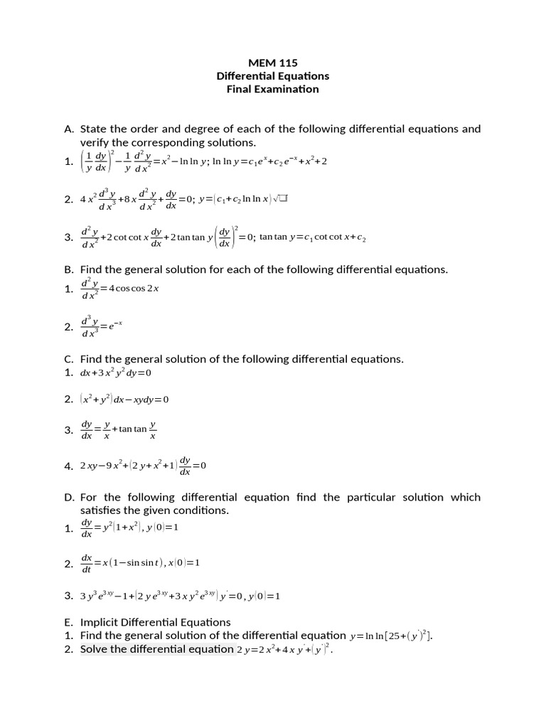 MEM 115 Final Examination | PDF