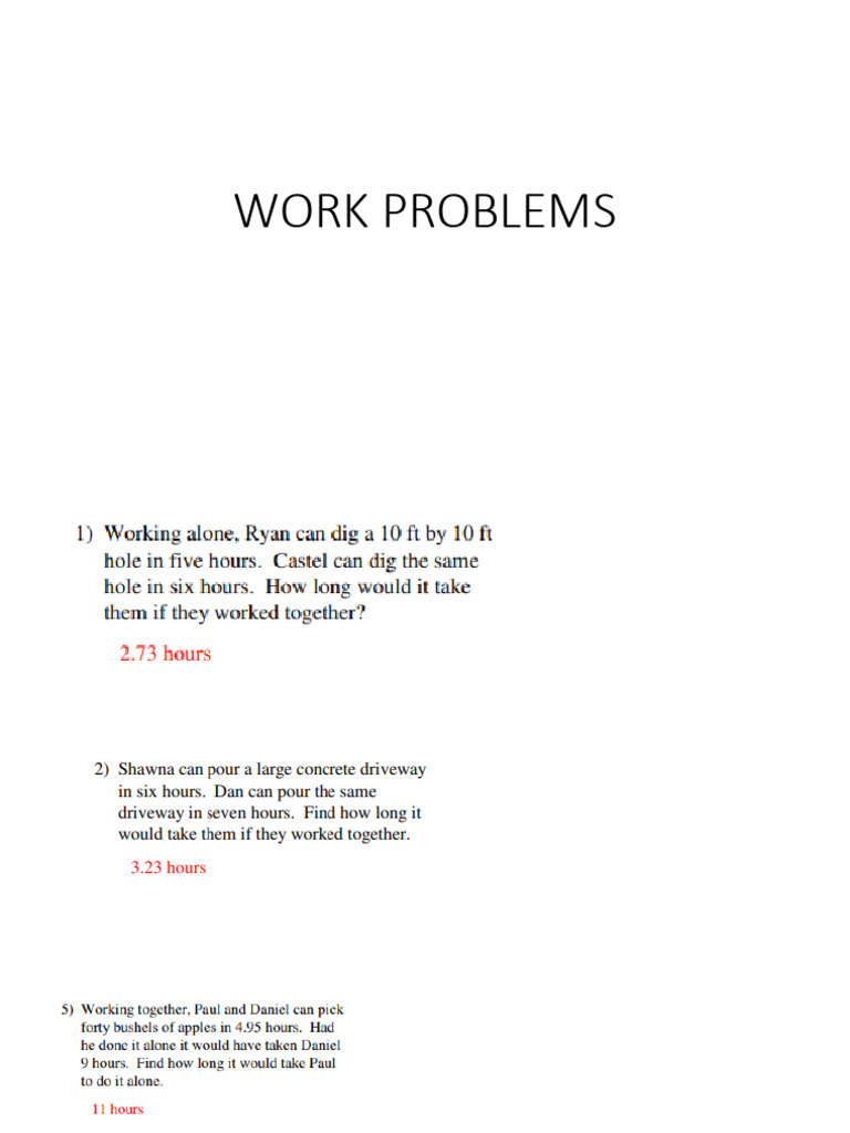Work Problems | PDF