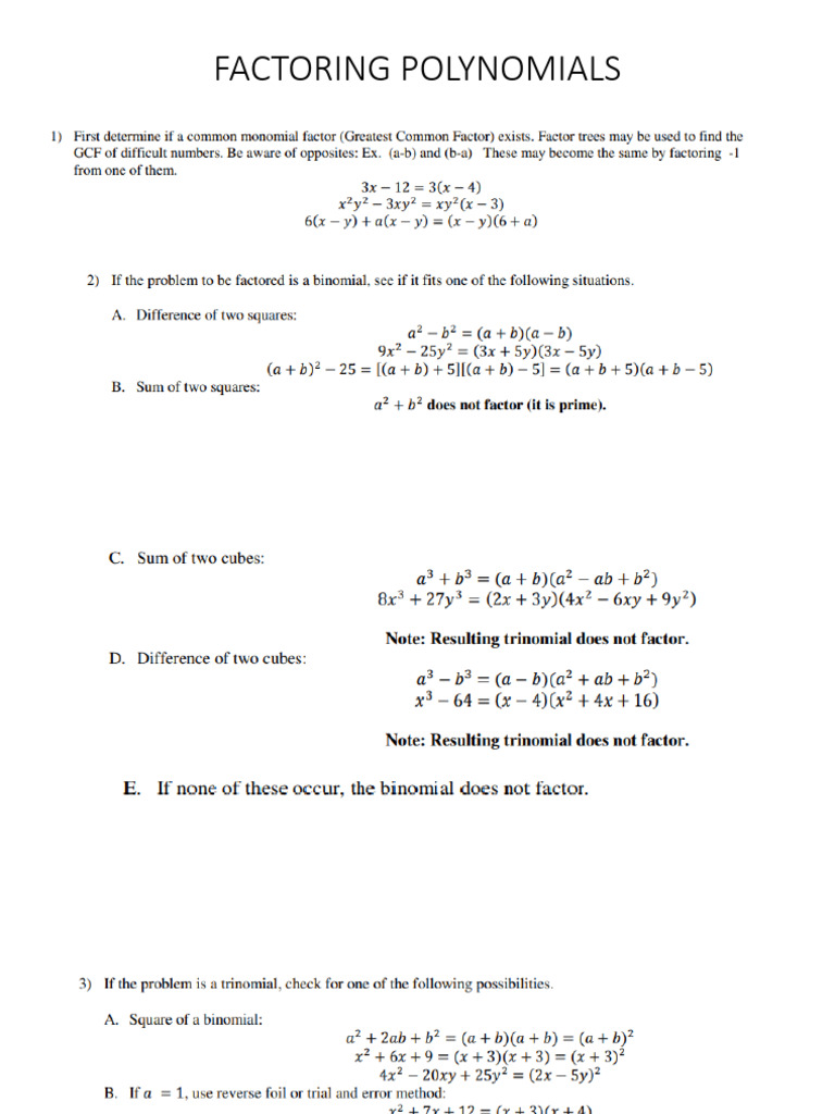 Factoring Polynomials | PDF