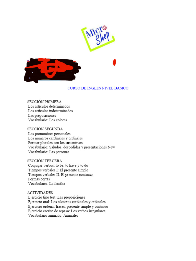 Curso de Ingles Nivel Basico | PDF | Morfología Lingüística | Conjugación gramatical