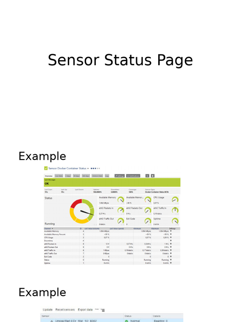 Sensor Status Page | PDF