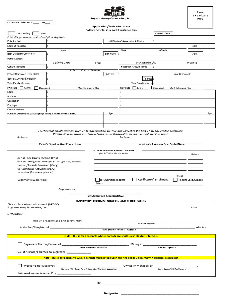 SIFI 2024 EDAP Application Evaluation Form | PDF