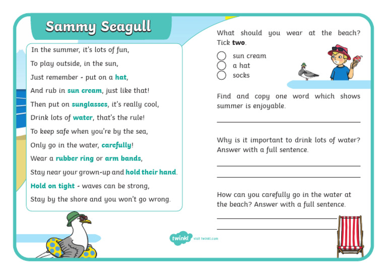 Grade 3 Sammy-Seagull-Reading-Comprehension | PDF
