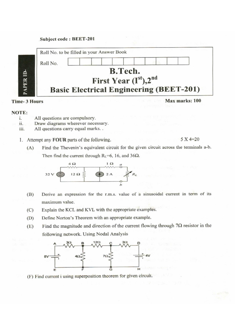 Btech-2sem-basic-electrical-engg | PDF