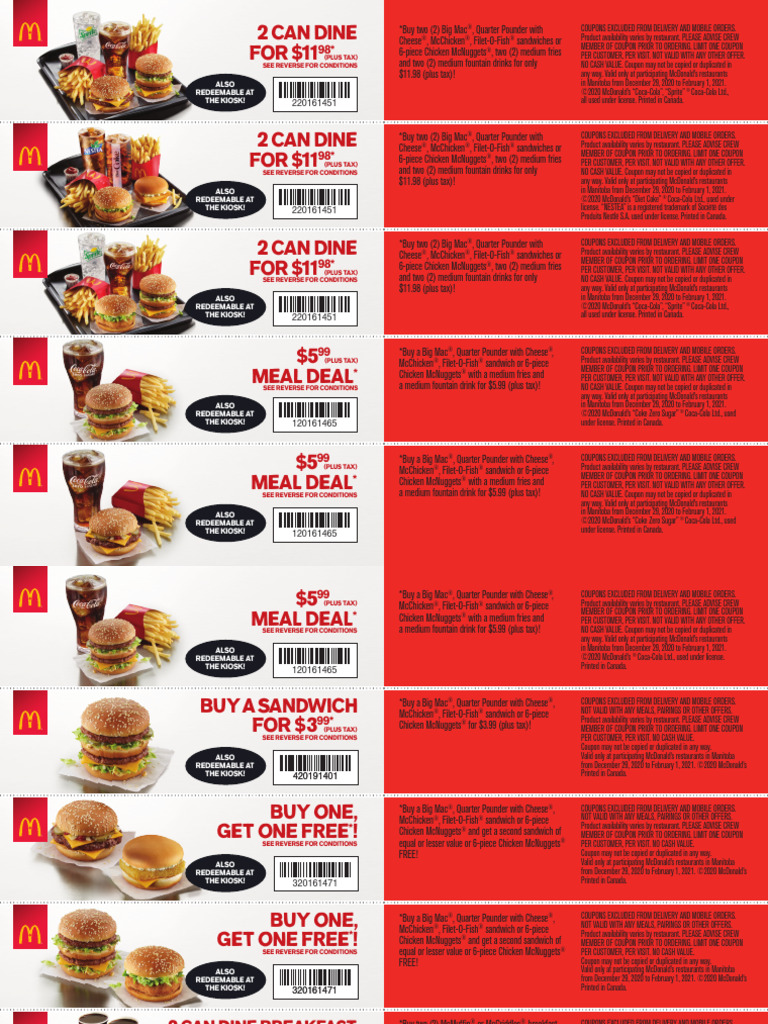 2 Can Dine FOR $11: Also Redeemable at The Kiosk! | PDF