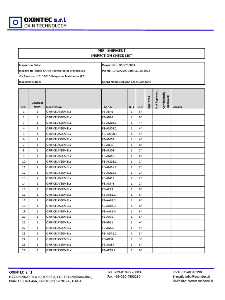 Inspection Check List For Makran Flowmeter - Part II | PDF