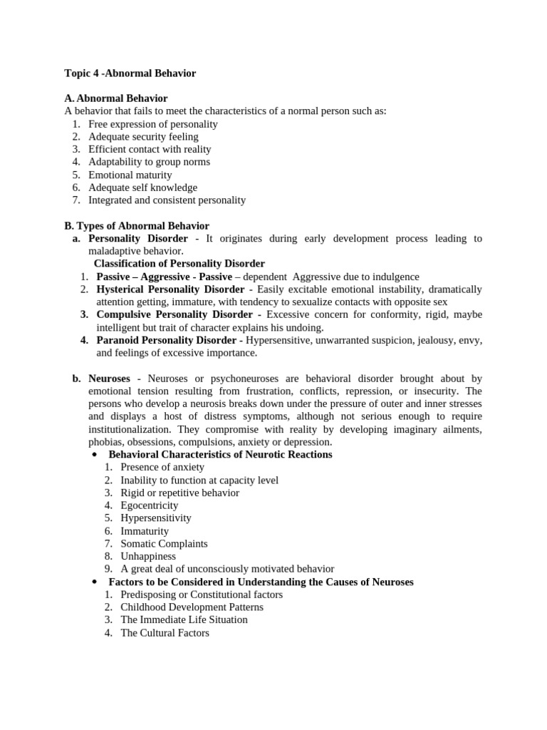 Topic 4 Abnormal Behavior CRIM221 | PDF