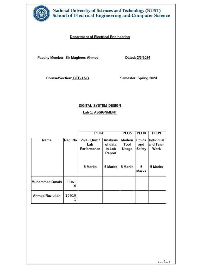 DSD LAB 1 | PDF DSD LAB 1 | PDF