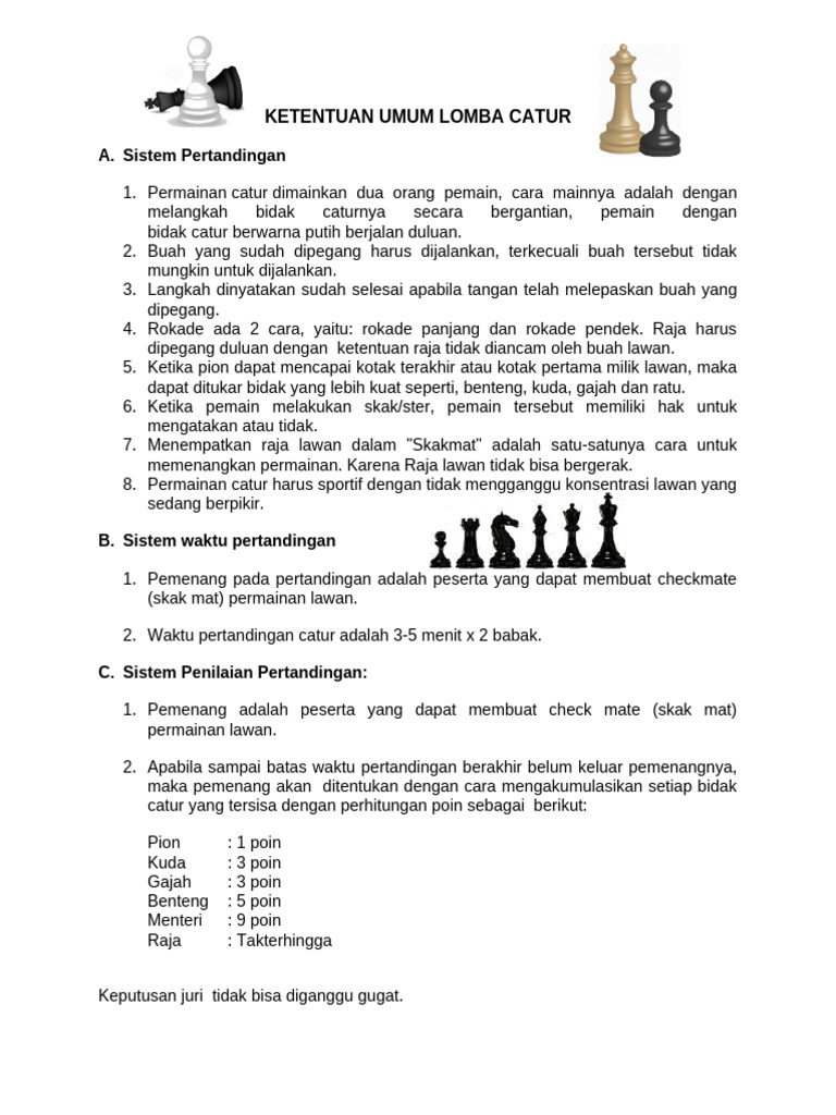 Ketentuan Lomba Catur | PDF