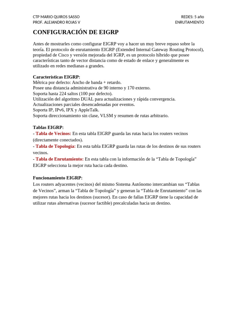 Configuracion EIGRP | PDF