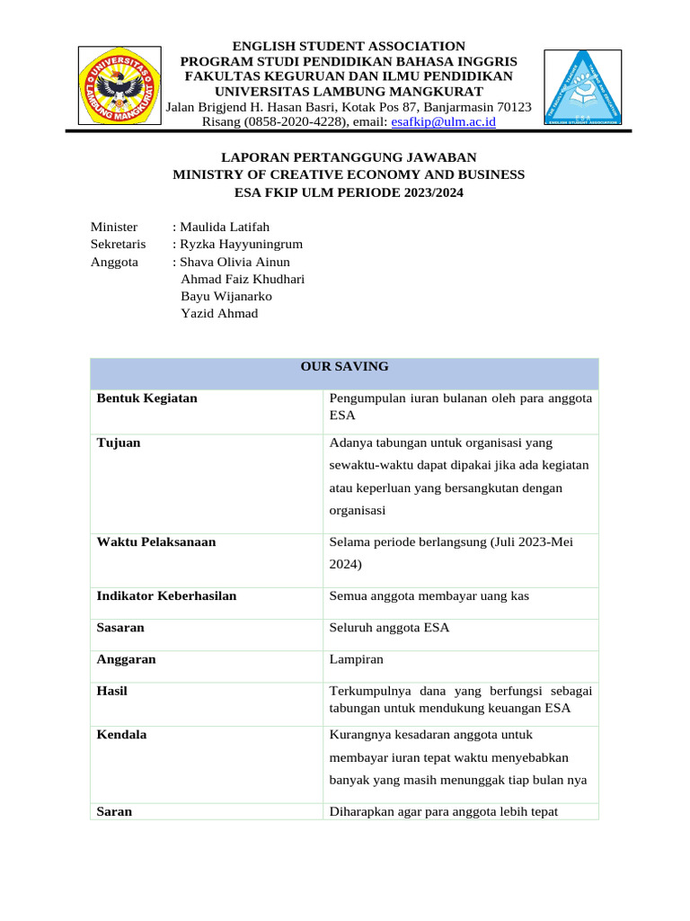 Ministry of Creative Economy and Business - LPJ Akhir Fixed | PDF