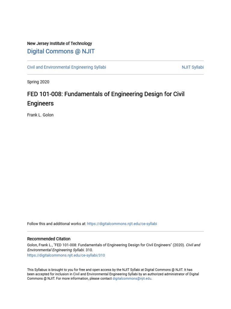 FED 101-008 - Fundamentals of Engineering Design For Civil Enginee ...