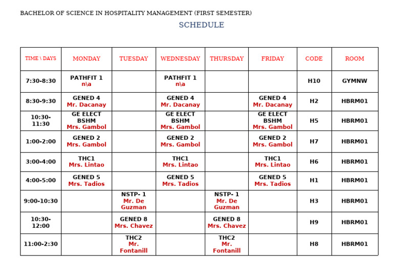 Schedule | PDF