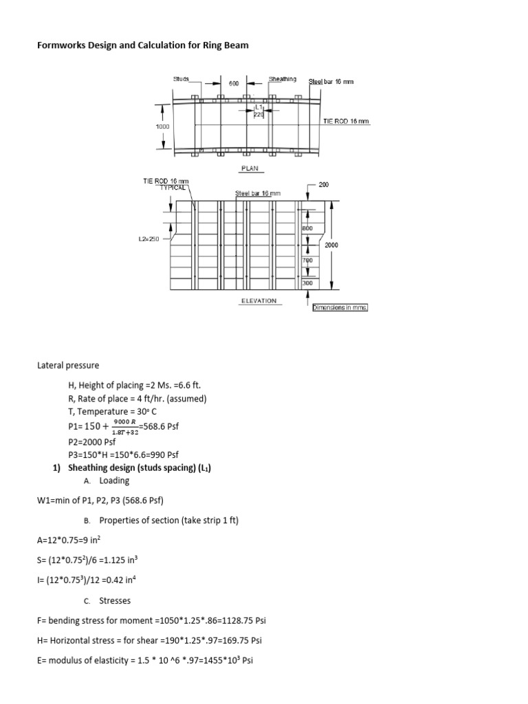 Design of Ring Beam Formwork | PDF