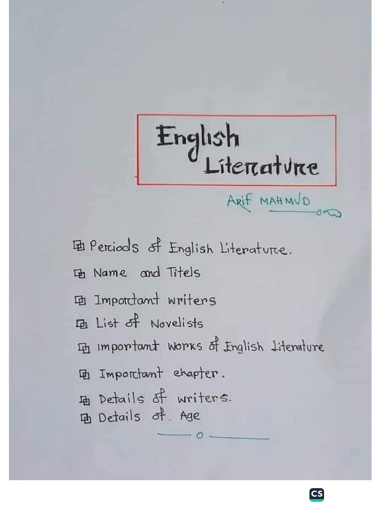 ।English literature hand note must see | PDF