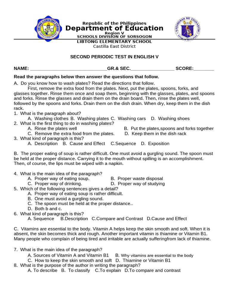 PT - English 5 - Q2 | PDF