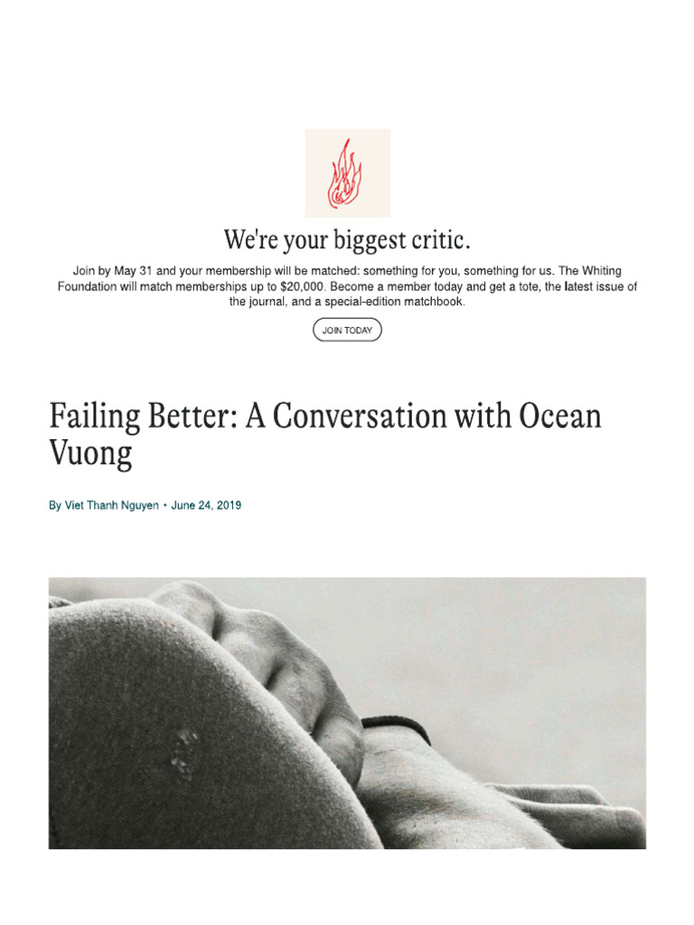 Nguyen, V.T. (2019) - Failing Better - A Conversation With Ocean Vuong | PDF