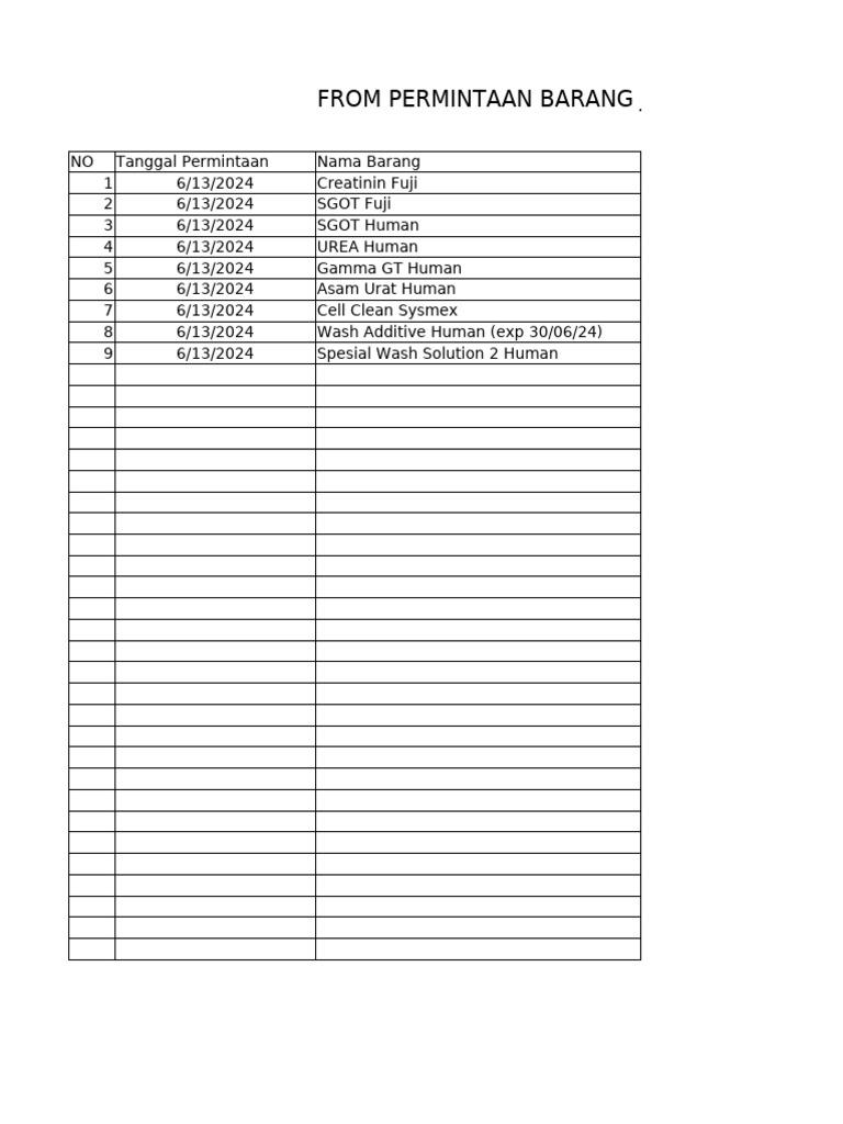 Form Permintaan Barang | PDF