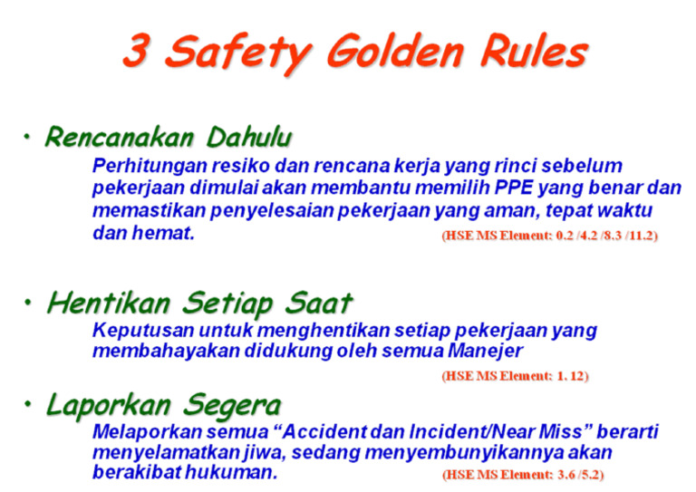 3 Safety Golden Rules Pdf