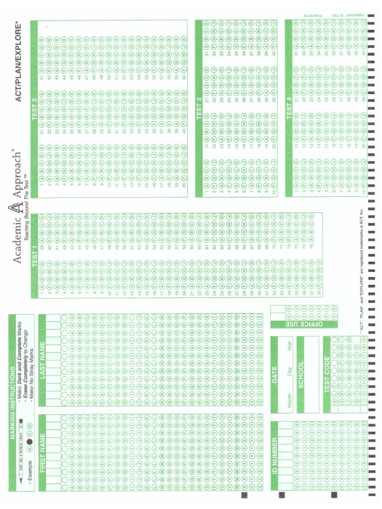 ACT Bubble Sheet | PDF