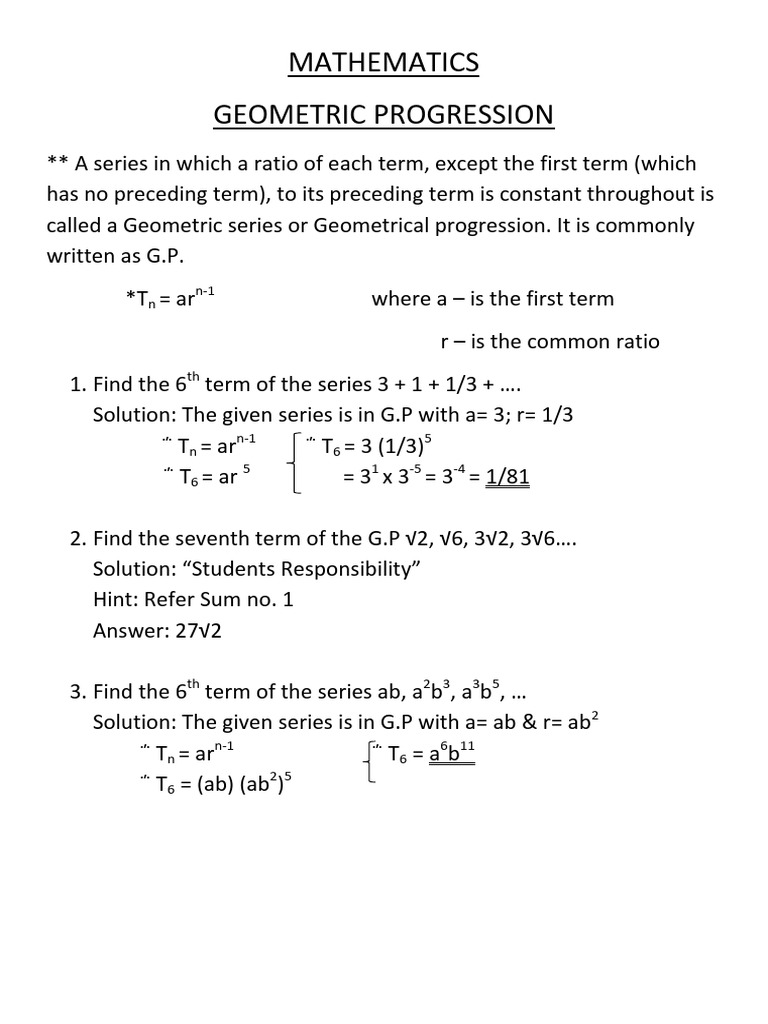 Geometric Progression | PDF