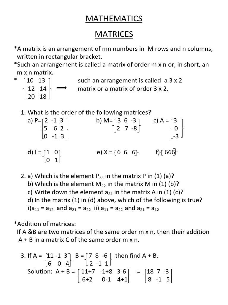 Matrices | PDF