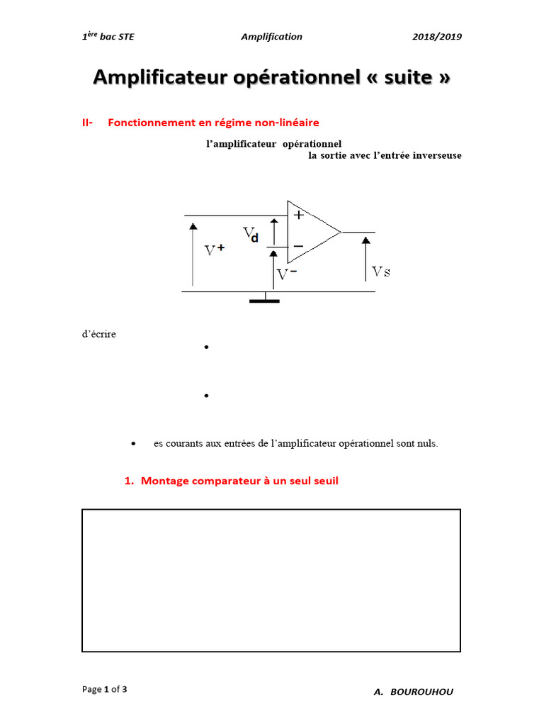 Amplificateur Opérationnel NL Prof | PDF