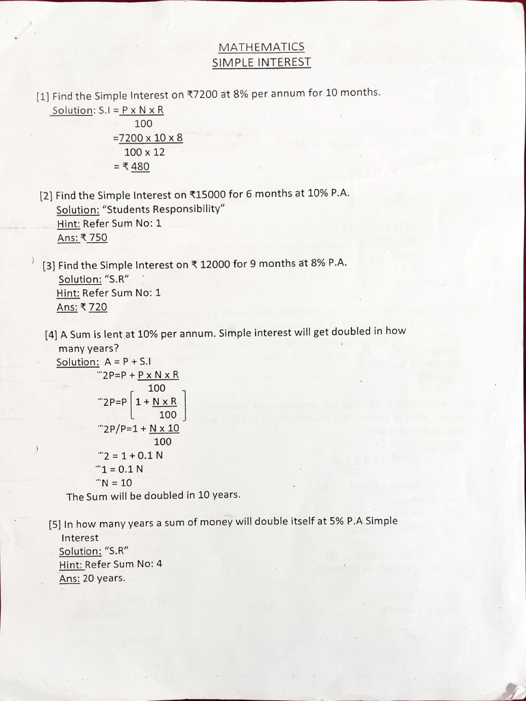 Simple Interest | PDF
