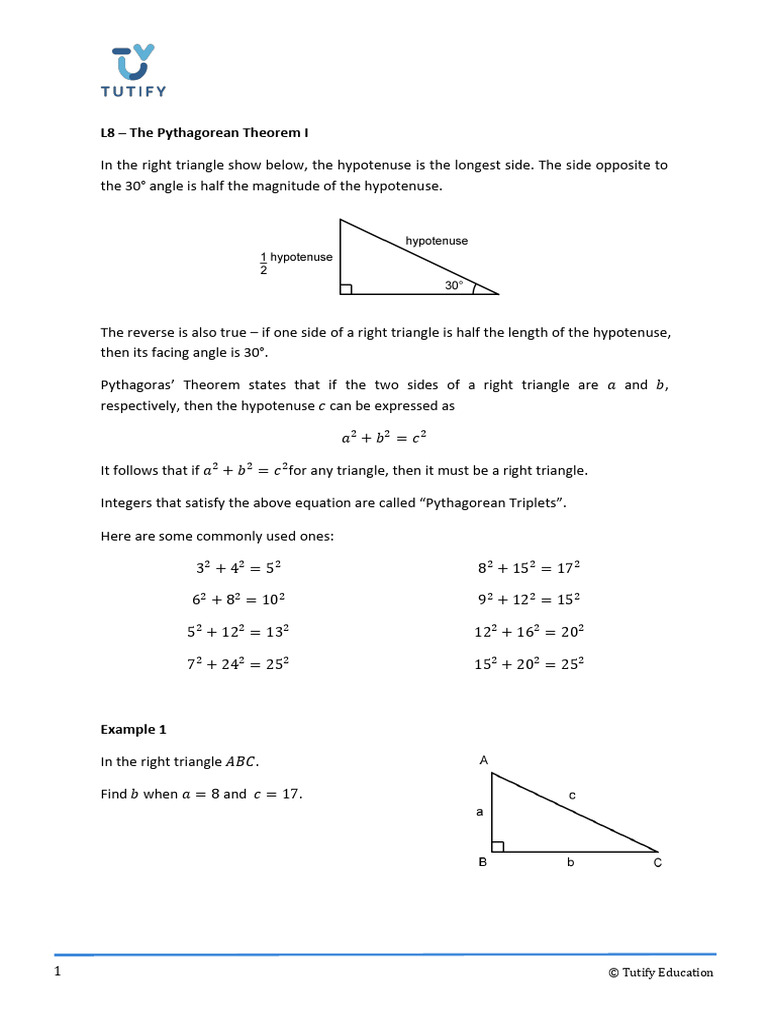 L8 Pythagorean Theorem I | PDF | Triangle | Euclidean Plane Geometry