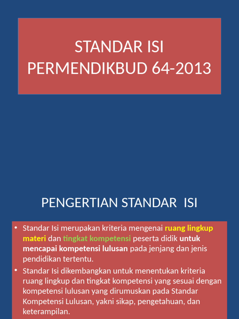 Standar Isi Permendikbud 64-2013 | PDF