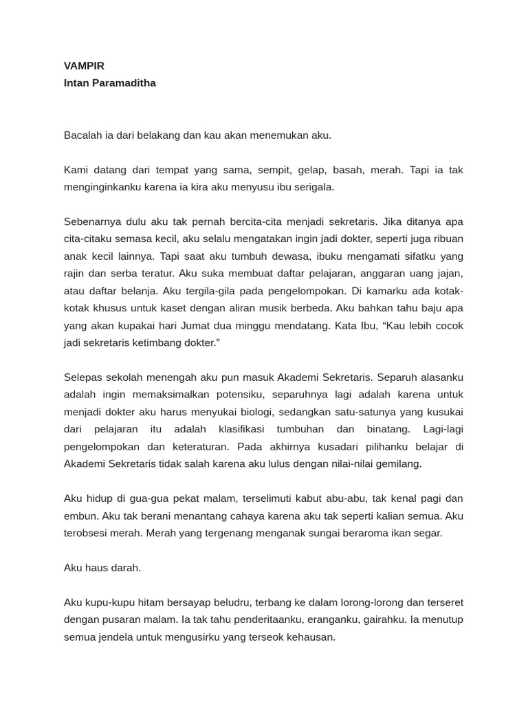 VAMPIR Kumpulan Cerpen | PDF