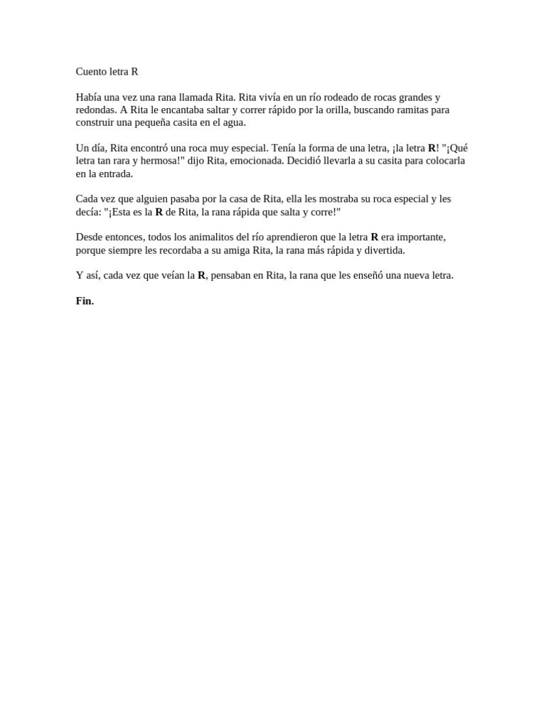 Cuento Letra R | PDF
